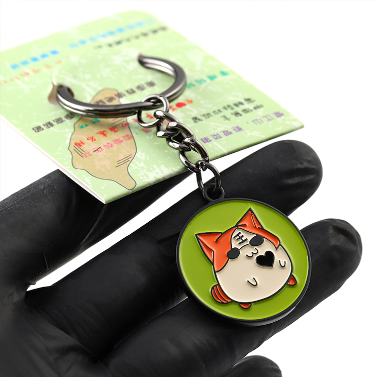 Soft Enamel Metal Black Cartoon Metal Keychain with Backing Card ...